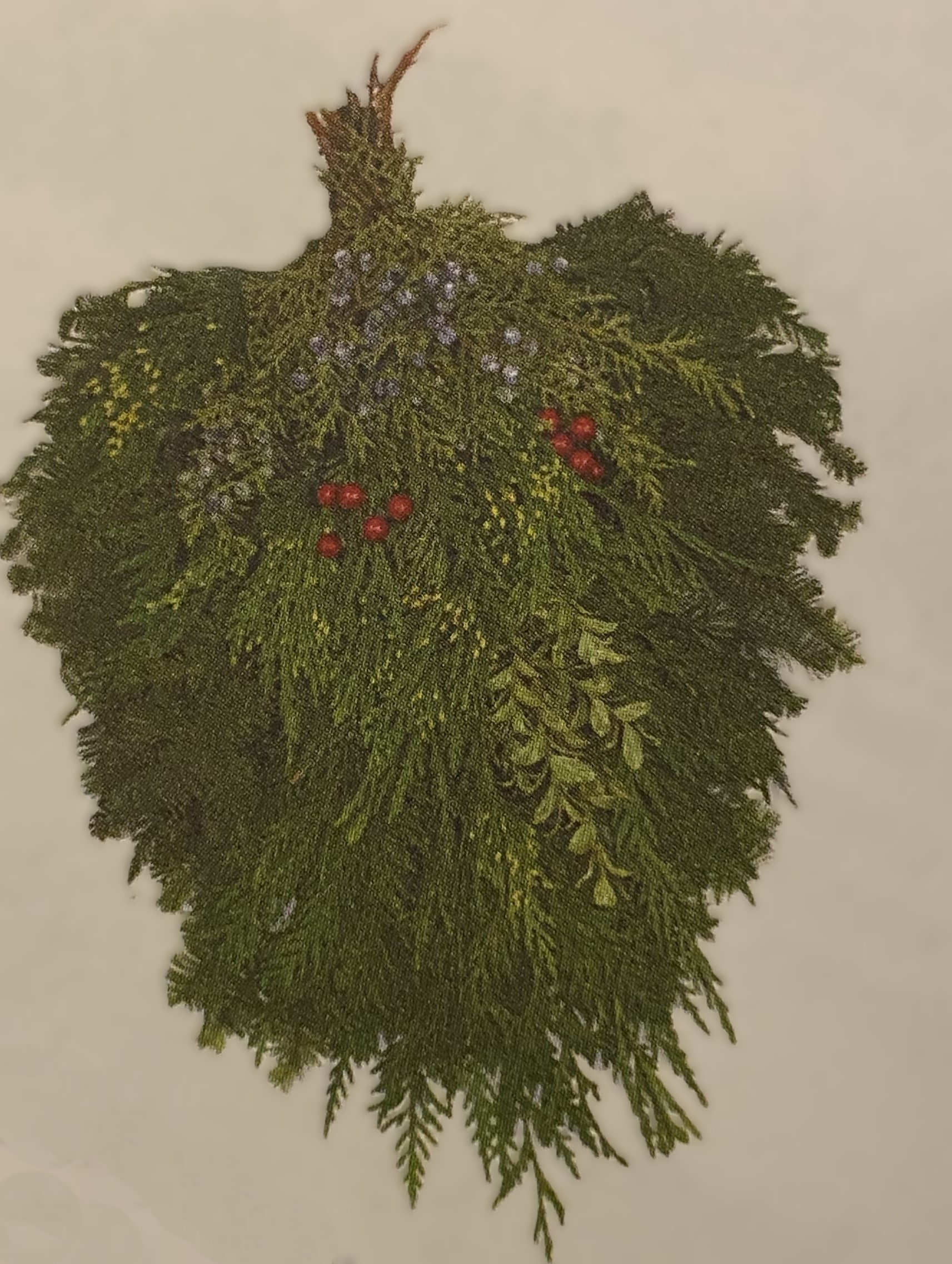 Mixed Greens Swag with Boxwood, Juniper and Berries 18" - 22 ...